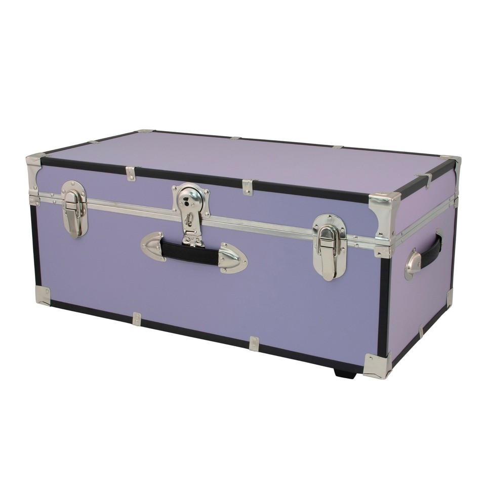 Lilac Purple Storage Trunk Wheeled Wooden Footlocker Chest Luggage ...