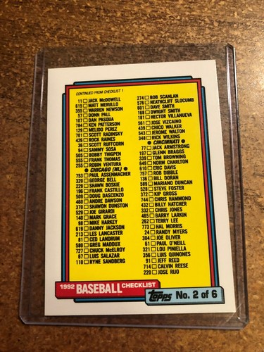 1992 Topps Baseball # 264 Checklist # 2 Unused | eBay