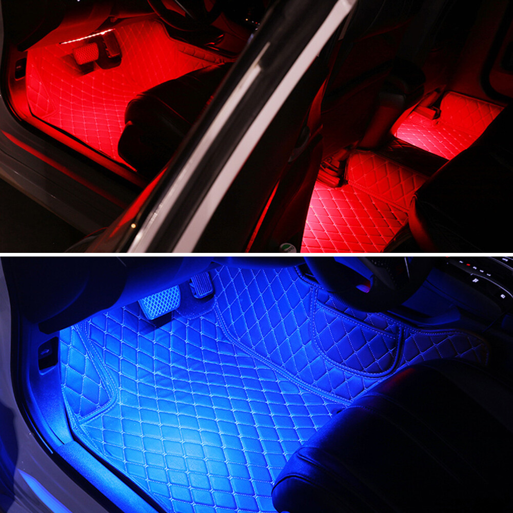 RGB LED Lights Wireless Under Dash Car Atmosphere Interior Strip Neon ...