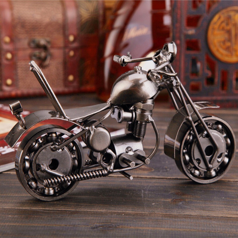 Metal Motorcycle Model Iron Motorbike Figurine Vintage Motorcycle Decor ...