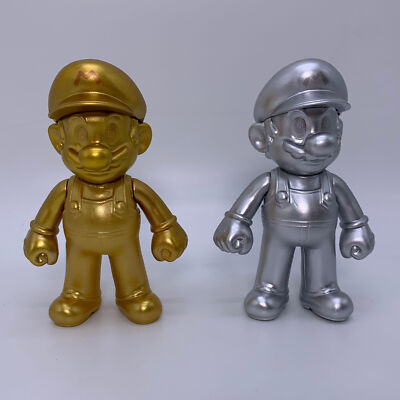 2X New Super Mario Bros. 2 Golden & Silver Mario Figure Plastic Toy ...