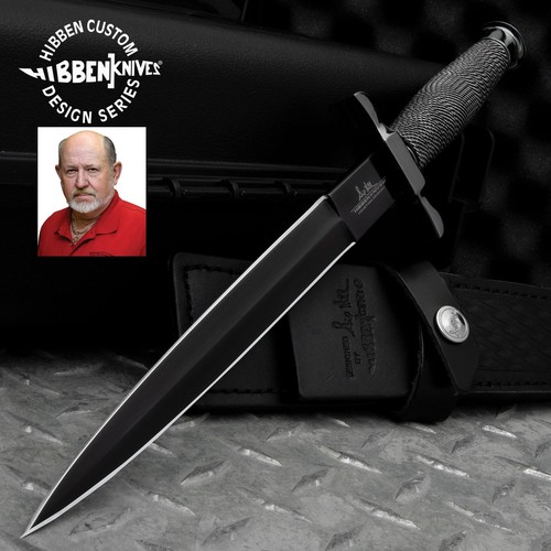 Gil Hibben Black Shadow Double Edged Dagger - Full Tang w/Leather ...