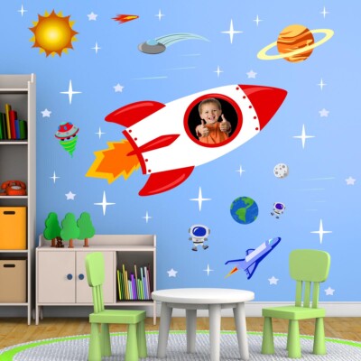 Custom Rocket Ship Kids Peel and Stick Decals - 46 PCS VWAQ - HOL46 | eBay