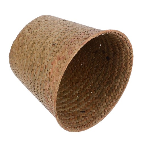 Seaweed Weaving Barrel Wicker Woven Basket Seagrass Wastebasket Boho ...