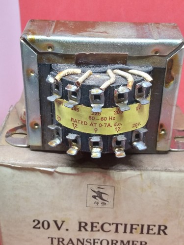 RS 20V RECTIFIER TRANSFORMERN.. NEW ? OLD STOCK VINTAGE RADIO SPARES ...