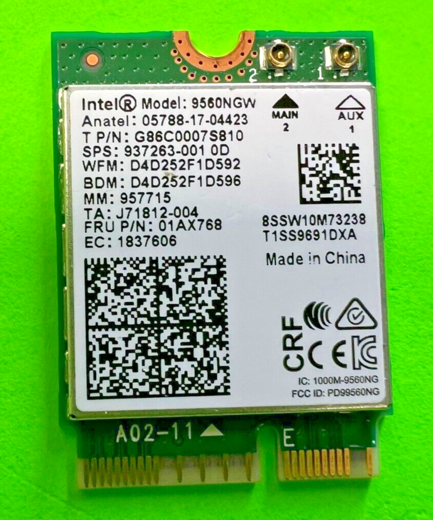 01AX768 Intel 9560NGW 802.11ac WLAN M.2 PCI Express WiFi Wireless Card ...