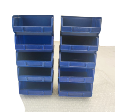 40 x Stackable Semi-Open Fronted Blue Plastic Parts Storage Bins Boxes ...