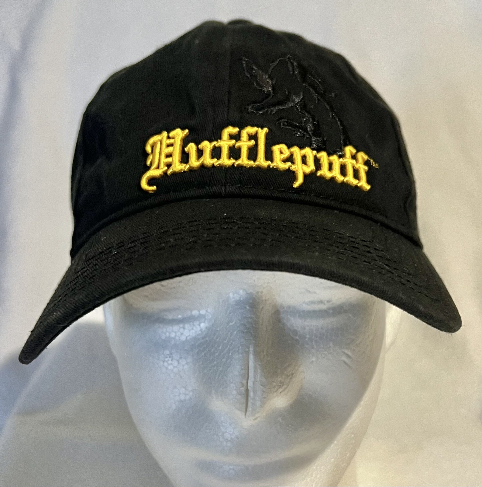 Harry Potter Hufflepuff Hat Cap Strap Back Black Yellow Spell Out One ...
