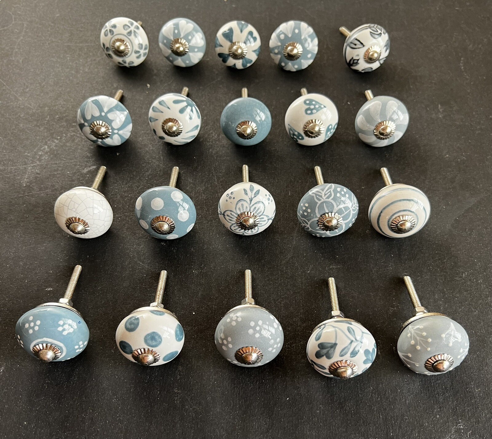20 PC knobs of Grey White Ceramic Knobs by theCarnatico | eBay