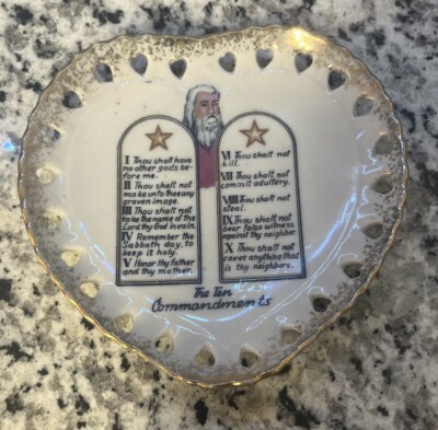 Vintage “The Ten Commandments” Heart Shaped plate w/Small Heart Cutouts ...