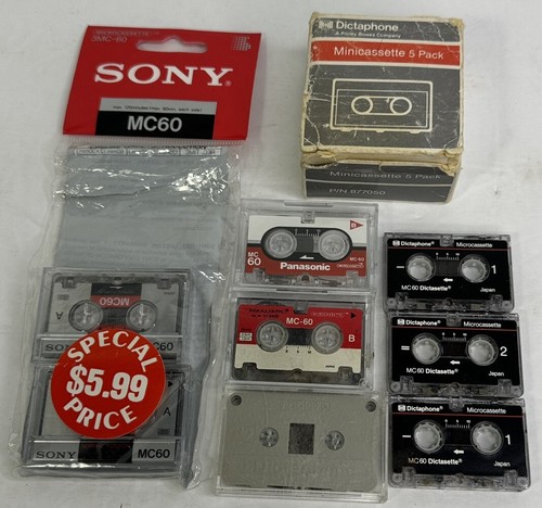 Lot of 12 Sony and Dictaphone Microcassettes MC-60 60 Minutes Used | eBay
