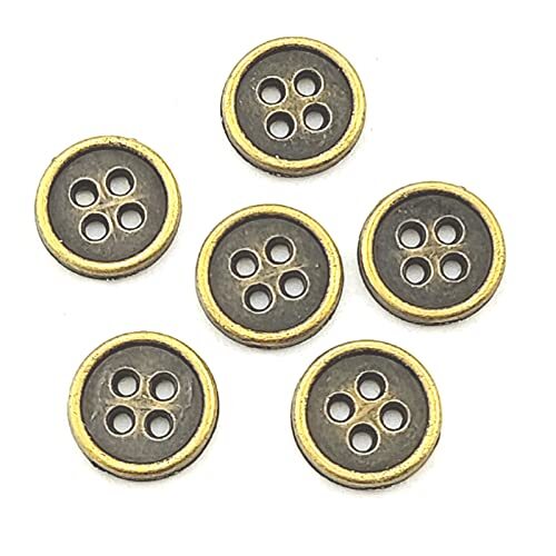 50pcs Antique Bronze Metal Buttons Vintage Round Buttons Bulk for ...