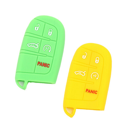 2Pcs Yellow Green Silicone 5 Buttons Key Cover Case For Dodge Jeep ...