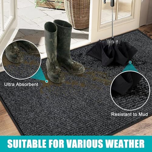 4'x6' Front Door Mat Heavy Duty Indoor Outdoor 4'×6' (48 x 72 inch ...