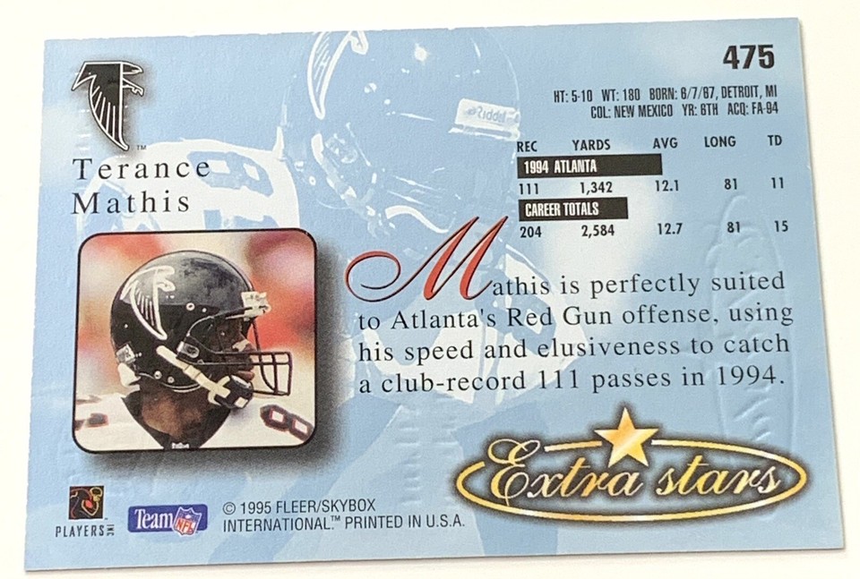 1995 Fleer Ultra Terrance Mathis GOLD MEDALLION EXTRA STARS Card #475 ...