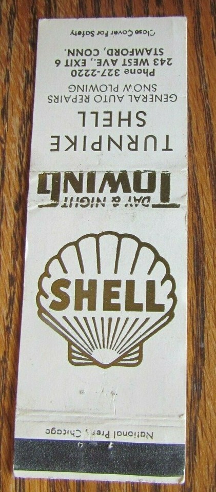 TURNPIKE SHELL GAS STATION MATCHBOOK MATCHCOVER: STAMFORD, CONNECTICUT ...