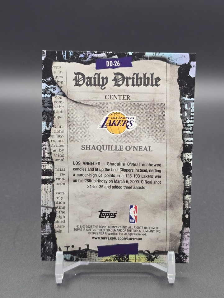 2025-26 Topps Basketball Shaquille O'Neal Daily Dribble Gold Refractor ...