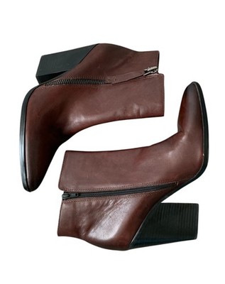 Naturalizer Dark Brown Leather Ankle Boots Size 11 Western Boho Classic ...