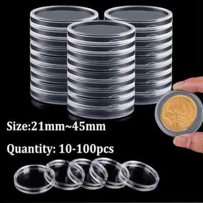 Premium Coin Capsules Collectors Sizes From 21mm to 45mm Plastic Clear ...
