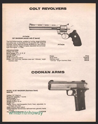 1990 COLT PYTHON .357 8" Barrel Revolver AD w/ Coonan Model B Pistol | eBay