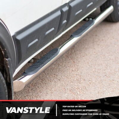 FITS FORD TRANSIT MK6 MK7 SWB 76MM 4 STEPS SLASH CUT STAINLESS STEEL ...