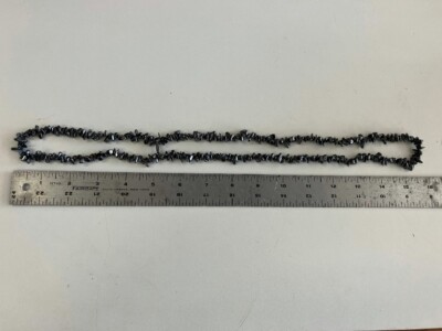 HEMATITE CHIP STONE FASHION NECKLACE 30" LONG APPROX 338 STONES GUN ...