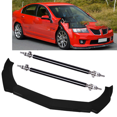 Front Bumper Lip Spoiler Splitter + Strut Rods Support Bar For Pontiac ...