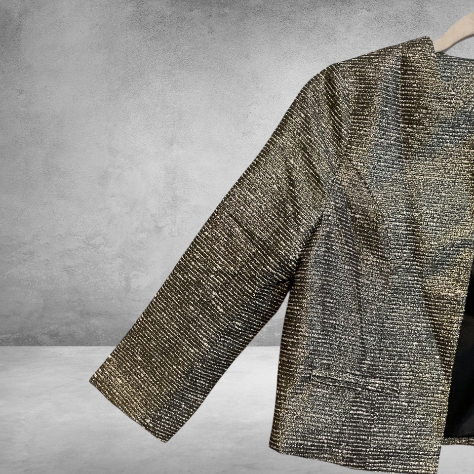 Glamorous Open Front Gold Metallic Blazer Textured Fabric Size S NWT | eBay