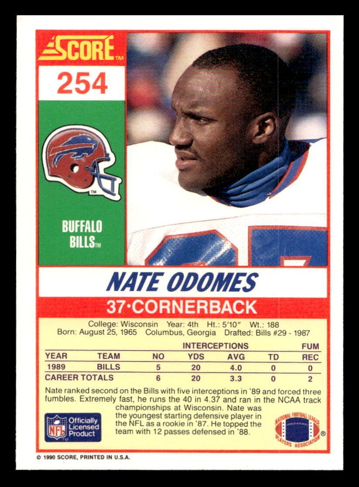 1990 Score #254 Nate Odomes RC | eBay