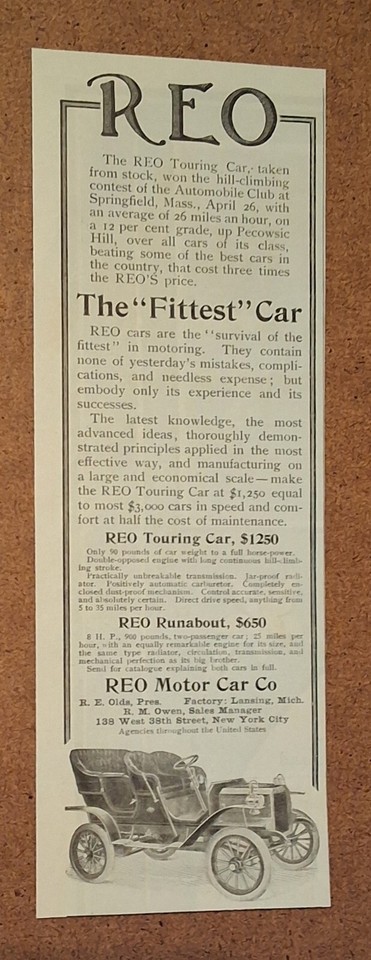 Antique Automobile - REO - 5 Passenger Touring & Runabout Car - 1905 ...