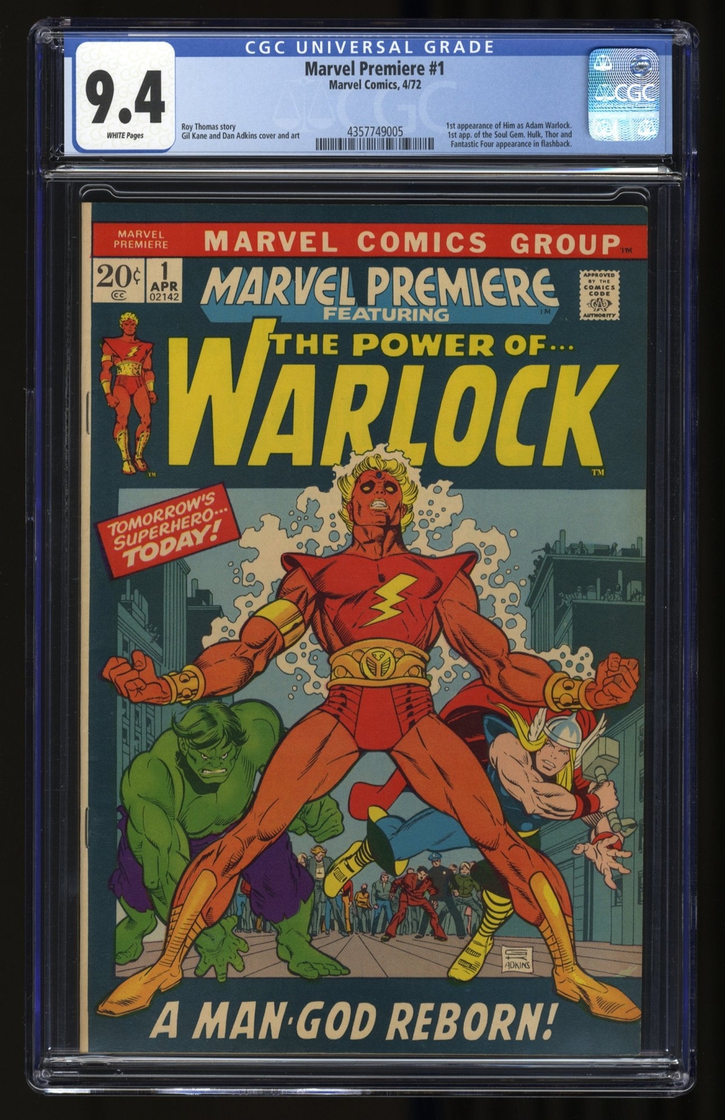 Marvel Premiere (1972) #1 CGC NM 9.4 1st Appearance HIM Adam Warlock ...