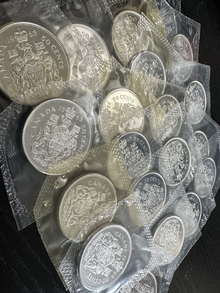 CANADIAN SILVER HALF DOLLARS BULK LOT 20 COINS .800 Sealed PROOF-LIKE ...