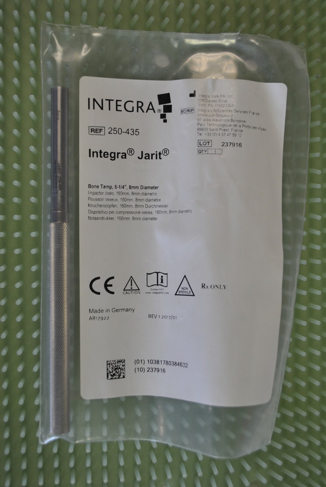 Integra Jarit 250-435 Bone Tamp, 8mm Diameter, 6-1/4" (160mm) - New In ...