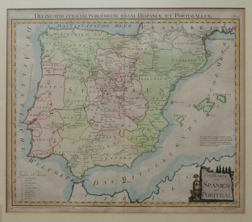 Bibliografía. 1799. Map Of All Routes Postcards IN La Peninsula Iberian ...