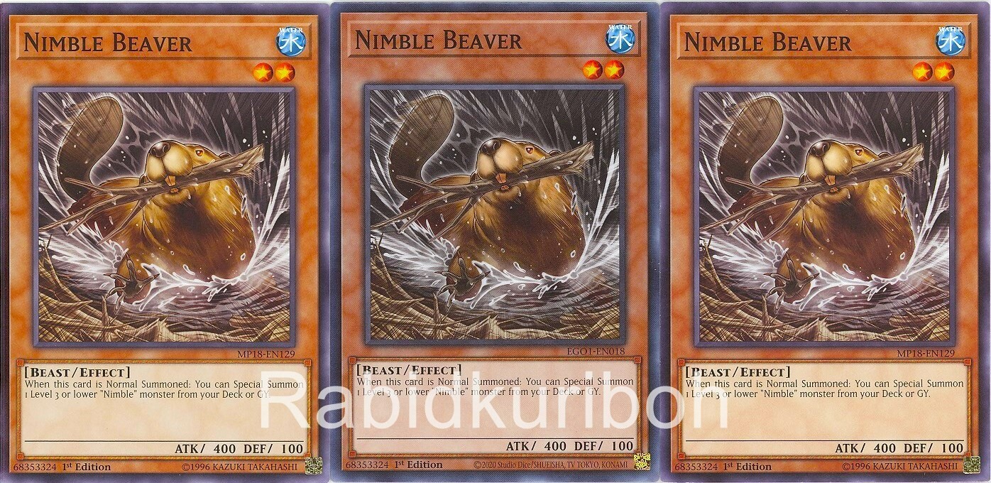 Yugioh 3x Nimble Beaver Playset - MP18-EN129 or EG01-EN018 | eBay