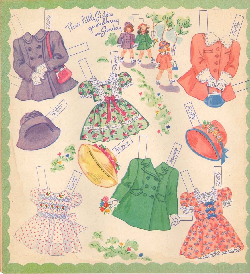 VINTGE 1945 THREE SISTERS PAPER DOLL ~CUTE LASR REPRO~ORG SZ UNCUT~LOW ...
