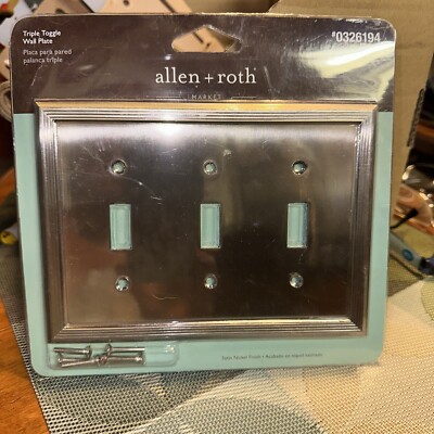 Allen + Roth Metal Triple Toggle Light Switch Cover- Satin Nickel ...
