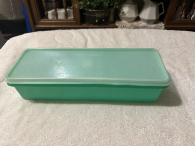Vintage Tupperware 592 Plastic Long Green Rectangle Celery Keeper With ...
