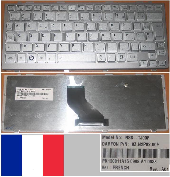 French AZERTY Keyboard TOSHIBA Mini NB200 NSK-TJ00F 9Z.N2P82.00F ...