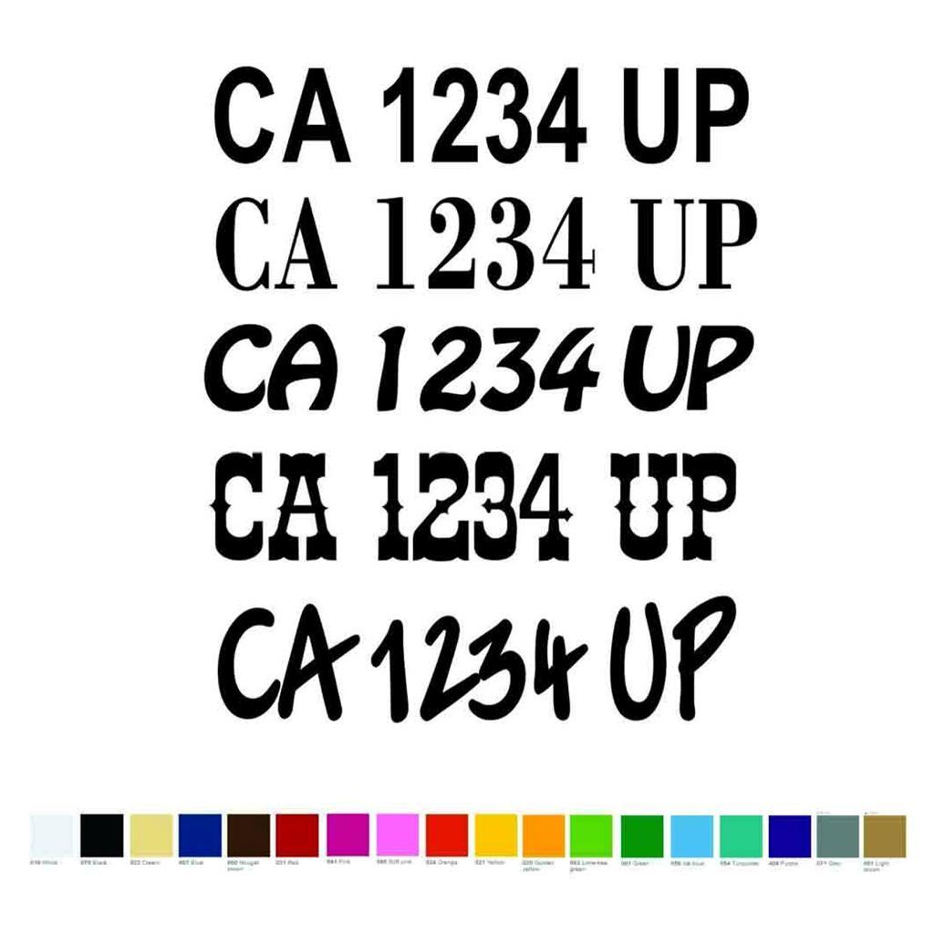 2 Boat Registration Number Decals Vinyl Sticker PWC Lettering 3" Set of ...