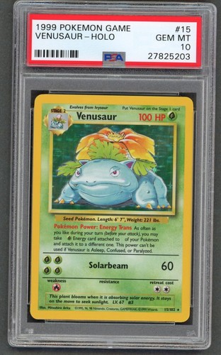 Pokemon Cards - PSA 10 Venusaur 15/102 - Base Set Unlimited Holo - GEM ...
