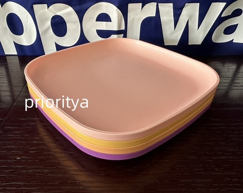 Tupperware Vintage Square Luncheon Dessert Plate 8" Set of 4 Purple ...
