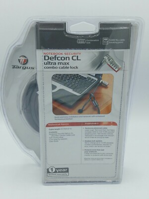 TARGUS Computer Defcon CL ULTRA MAX Combo Cable Lock, Notebook Security ...