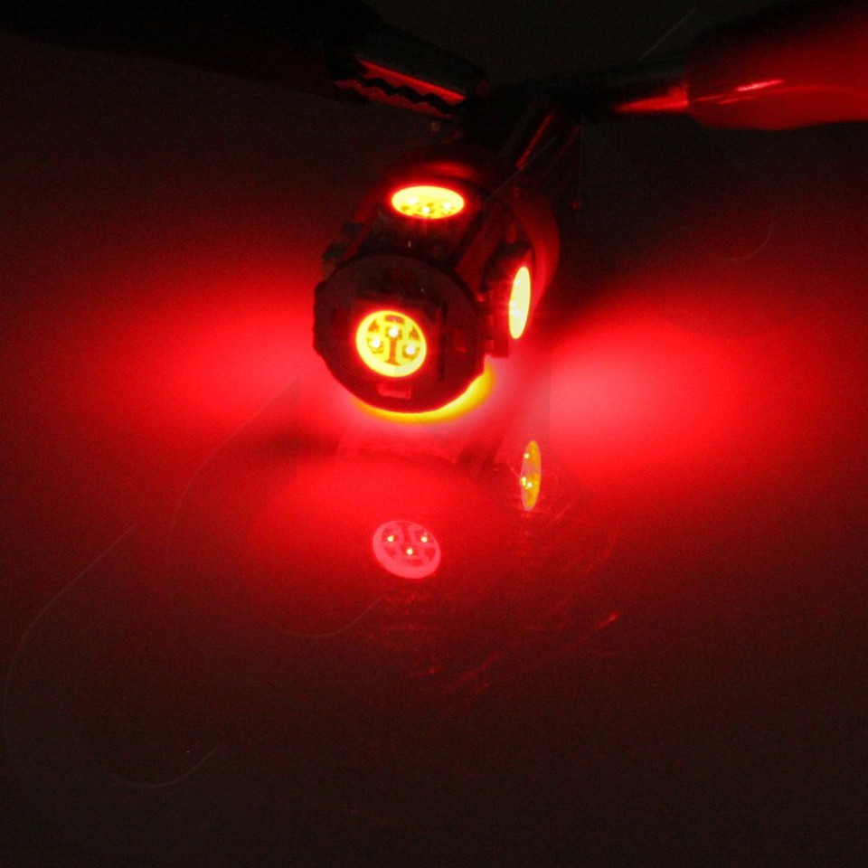 10X 3886X 1893 1816 BA9S 5-LED Red Instrument Panel Dash Cluster Light ...