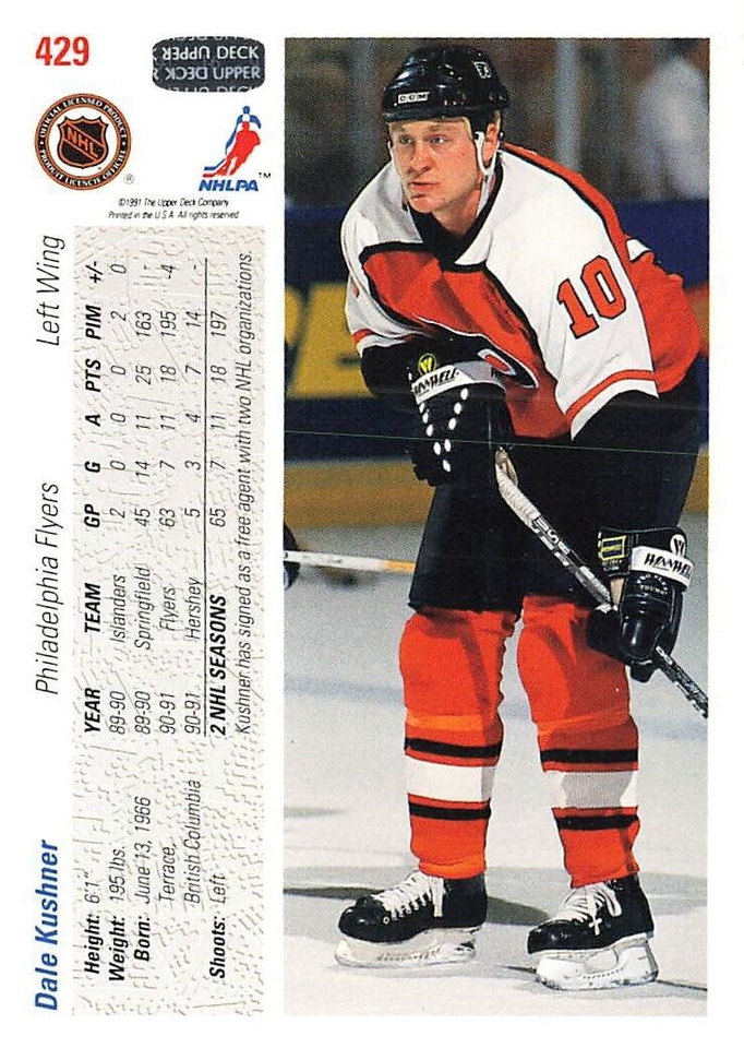1991-92 Upper Deck #429 DALE KUSHNER Philadelphia Flyers | eBay