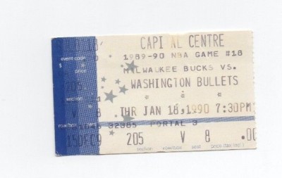 Washington Bullets VS Milwaukee Bucks Ticket Stub 1990 Ledell Eackles ...