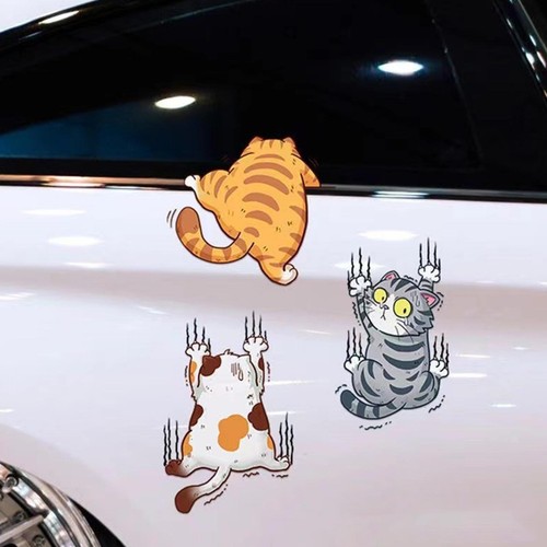 Scratch Vinyl Car Sticker Three Cats Scratch Cover Funny Bumper Decals ...