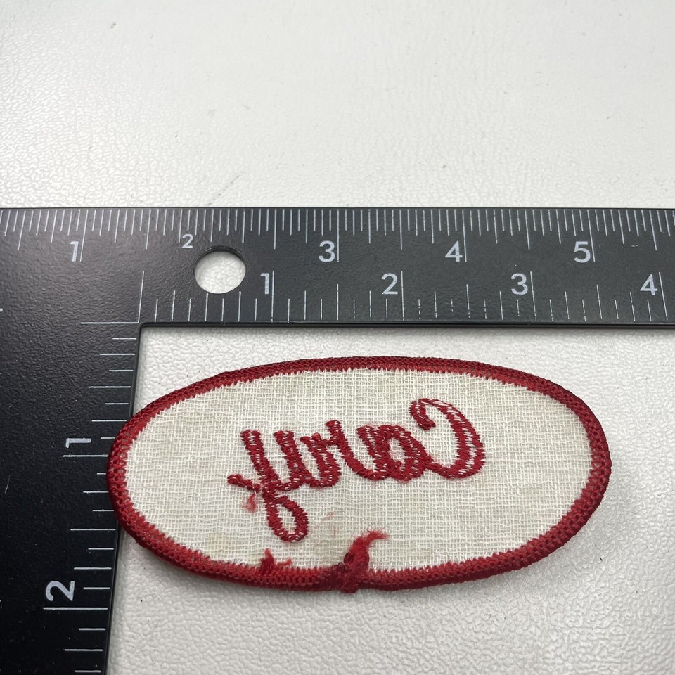 Oval Uniform Patch Name CARY Patch Cursive Red Letters 25K4 | eBay