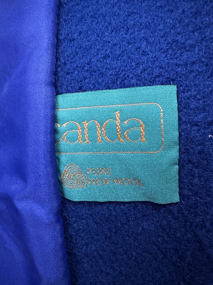 Vintage Canda Cobalt Blue Pure Wool Coat Long Double Breasted UK 10/12 ...