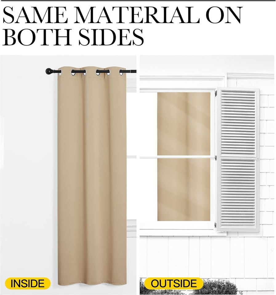 2 PCS Biscotti Beige 78"L x 55"W Solid Grommet Darkening Curtains For ...